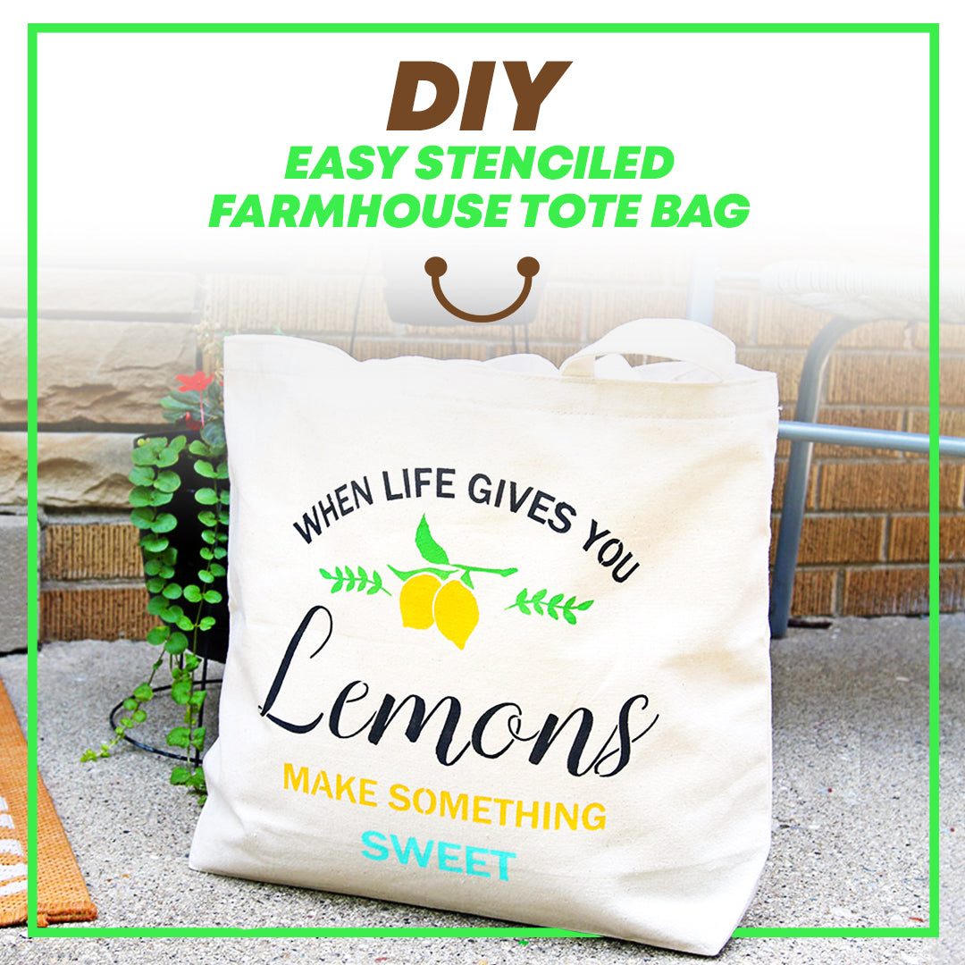 DIY Easy Stenciled Farmhouse Tote Bag