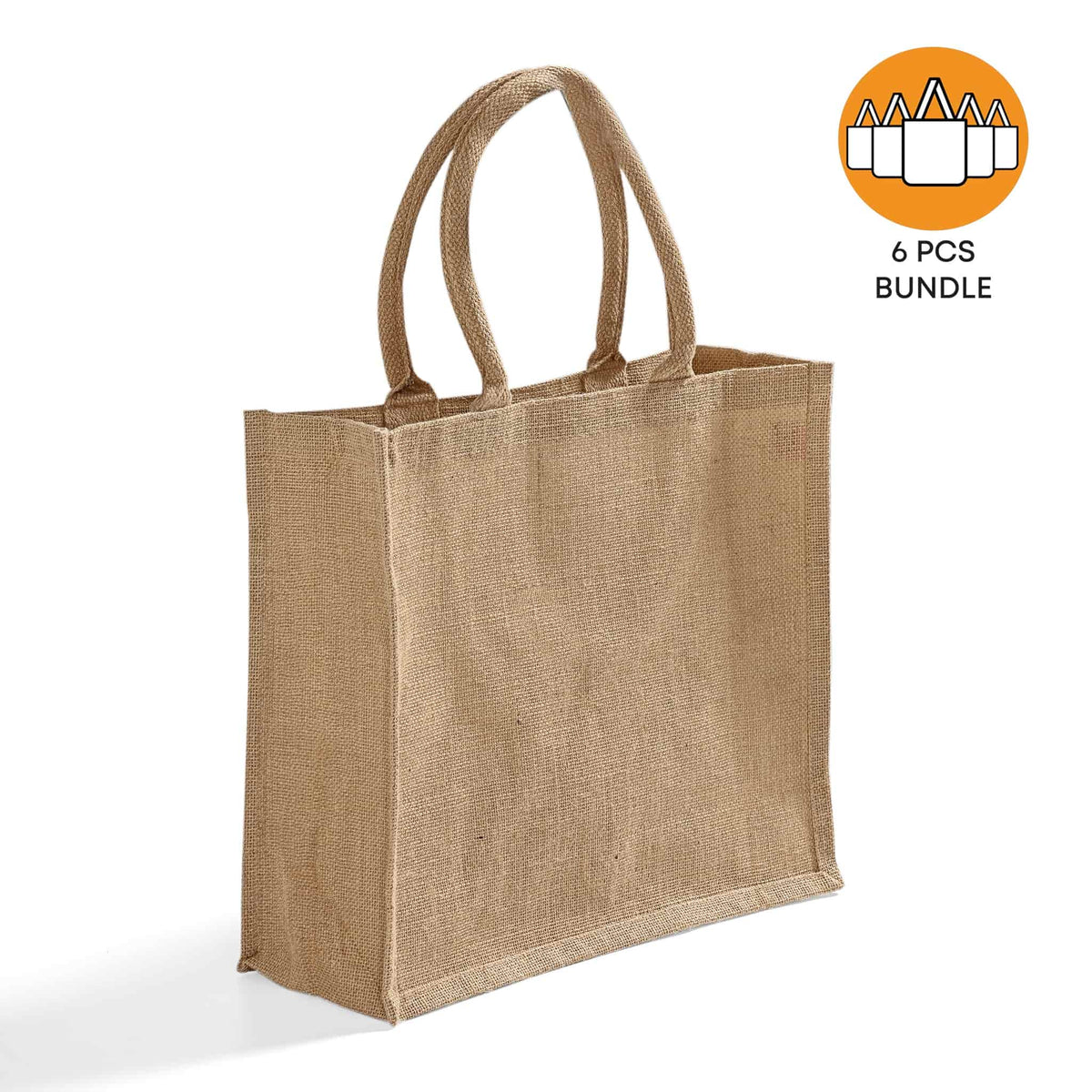 6 ct Large Burlap Shopping Bags / Reusable Jute Totes - By Bundle
