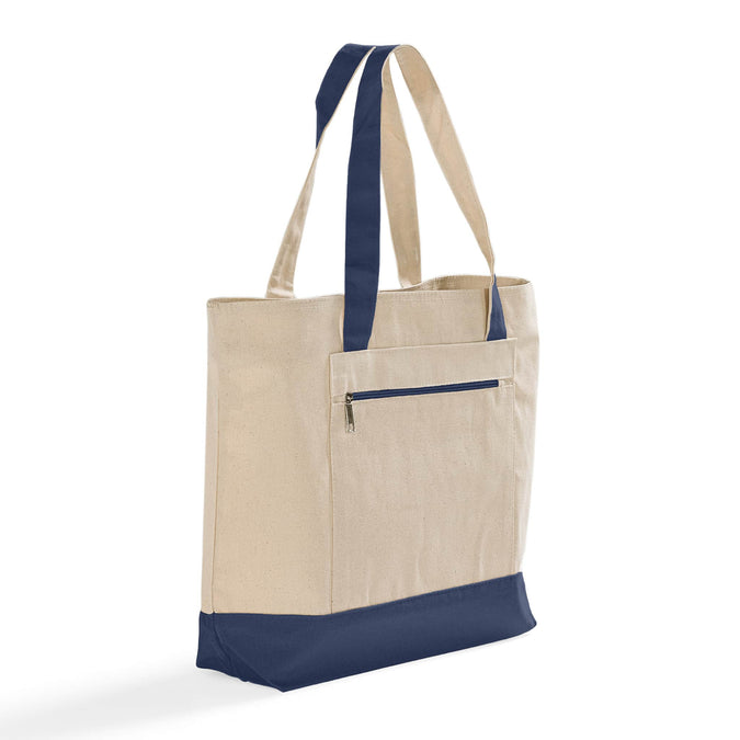 Heavy Canvas Zippered Shopping Canvas Bags W/Front Pocket