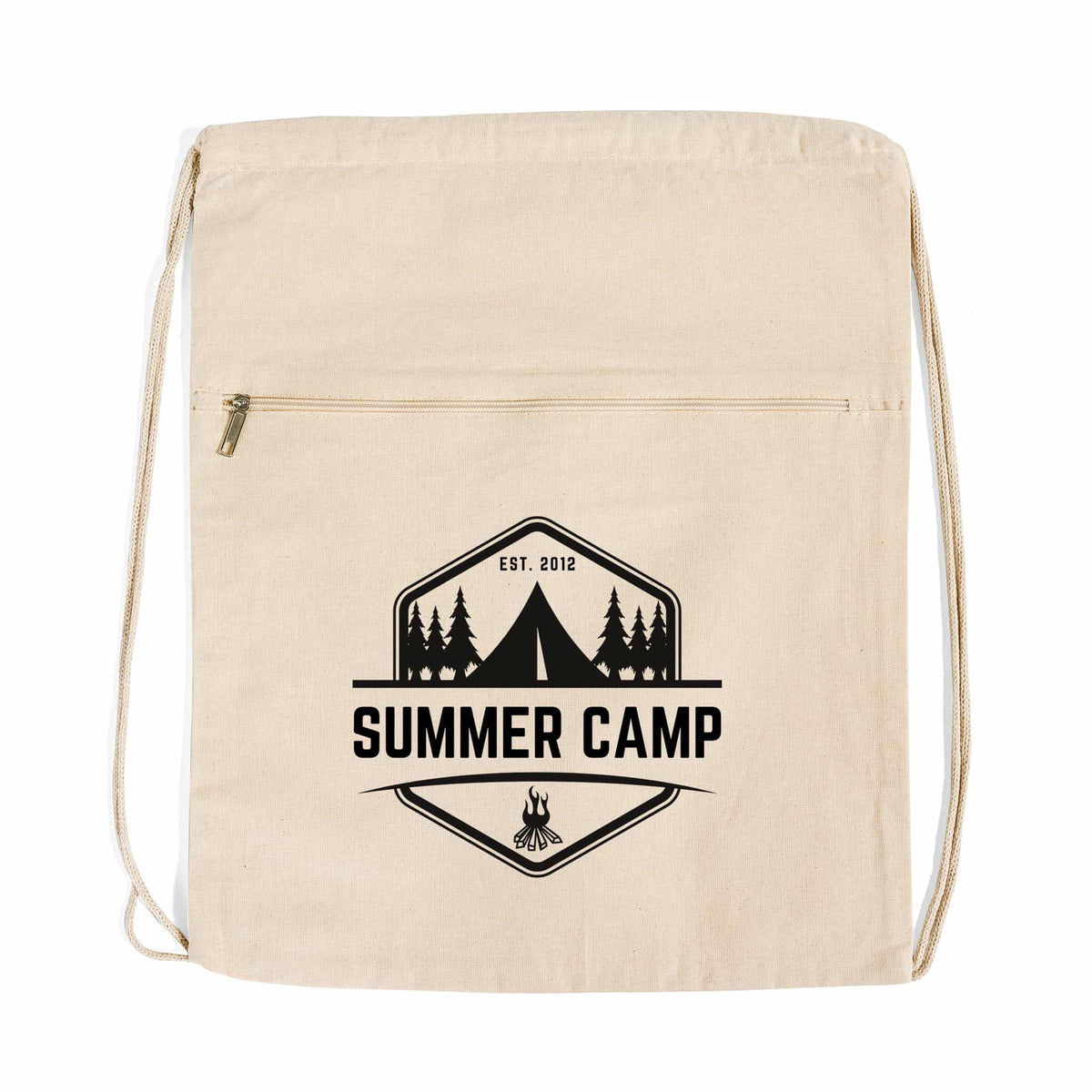 Customized Zippered Cotton Canvas Drawstring Bag - Personalized Drawst