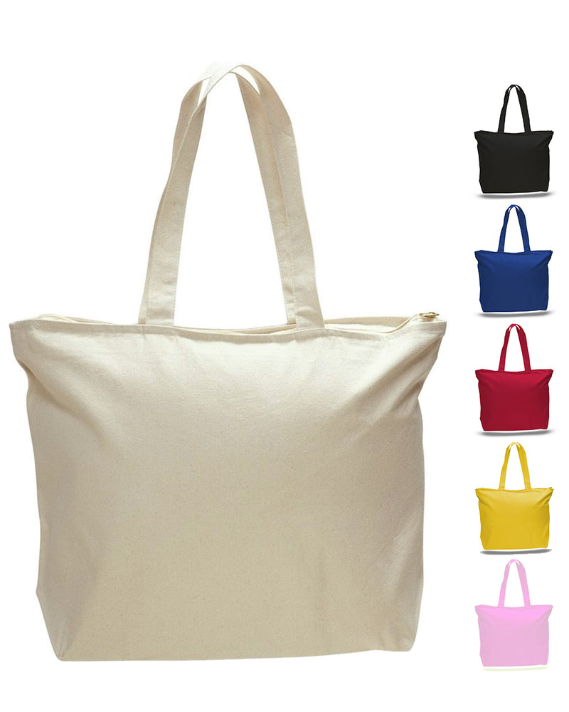 Canvas Tote Bags with Zipper, Heavy Canvas Zippered Tote Bag