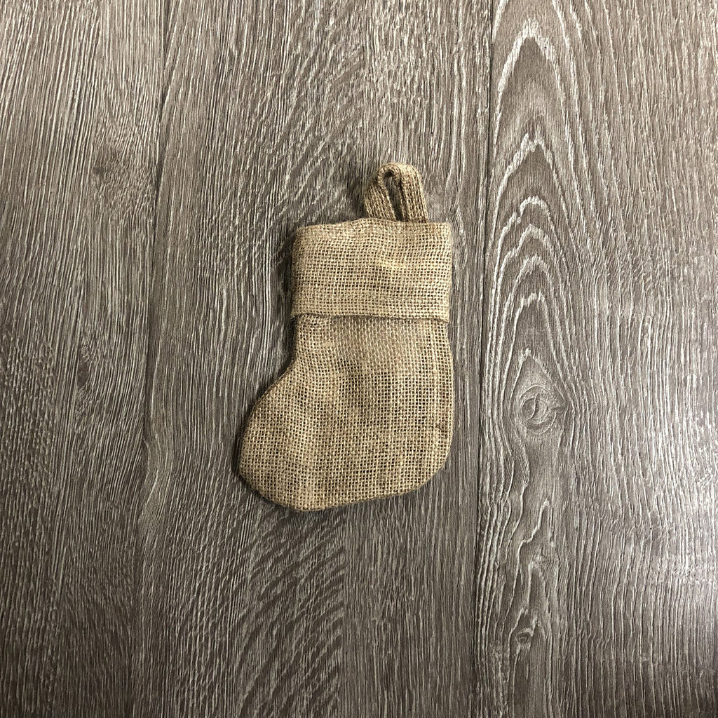 Mini Christmas Stocking, Custom Stacking Small, Jute Christmas Stockings