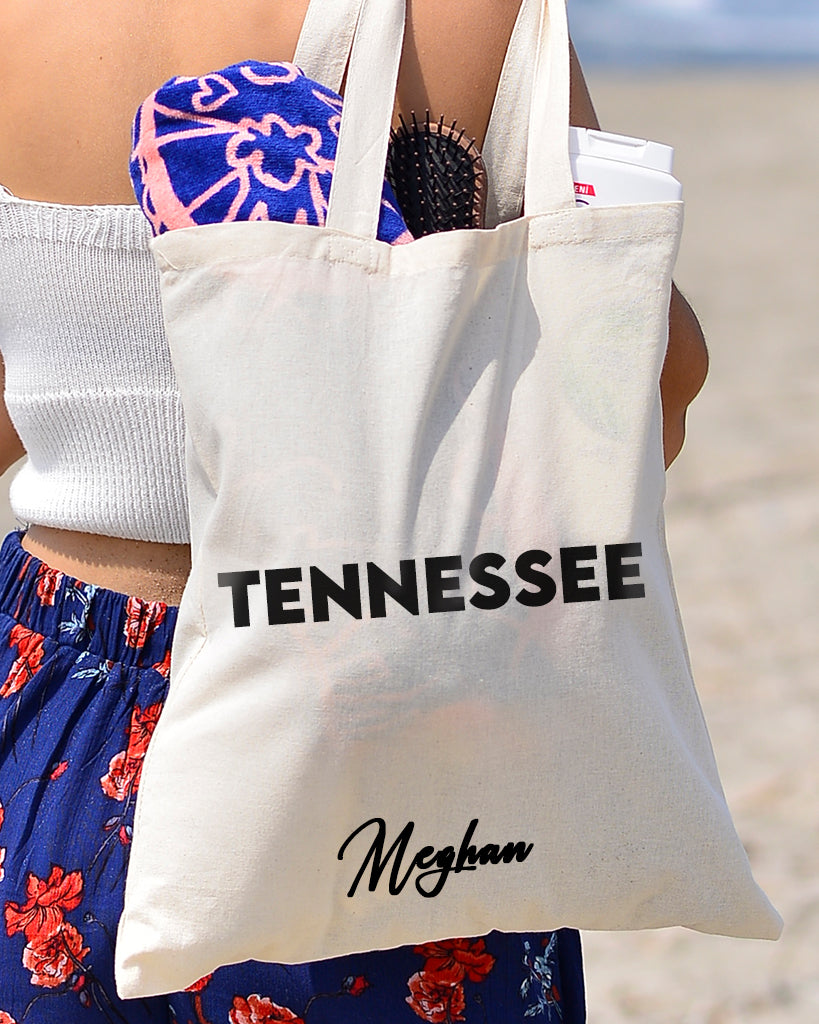 Tennessee Tote Bag State Tote Bags - Black Natural Color Handle ...