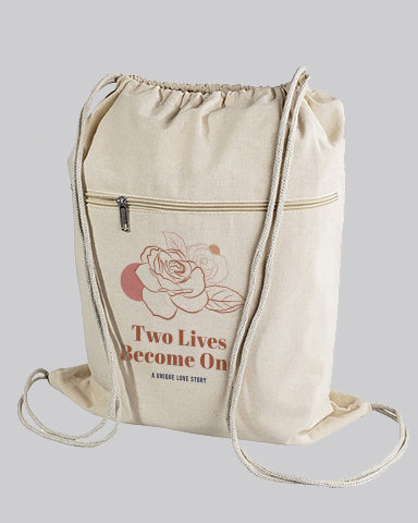Customized Zippered Cotton Canvas Drawstring Bag - Personalized Drawst