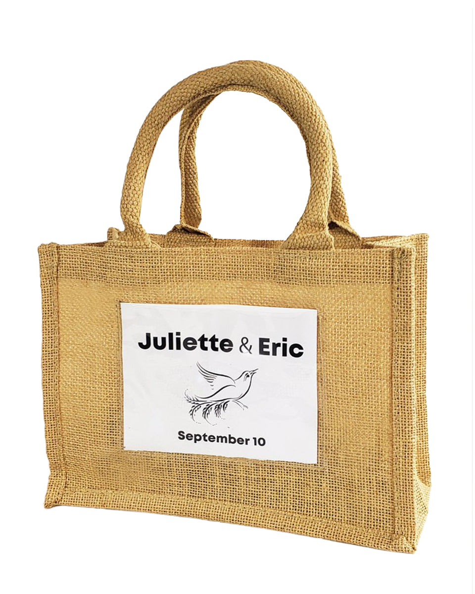 6 ct Rustic Wedding Favor Burlap Bags / Promotional Jute Totes - By Bu